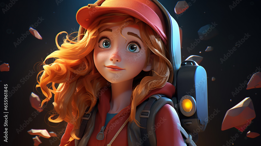 Cartoon girl explorer. sketch art for artist creativity and inspiration ...