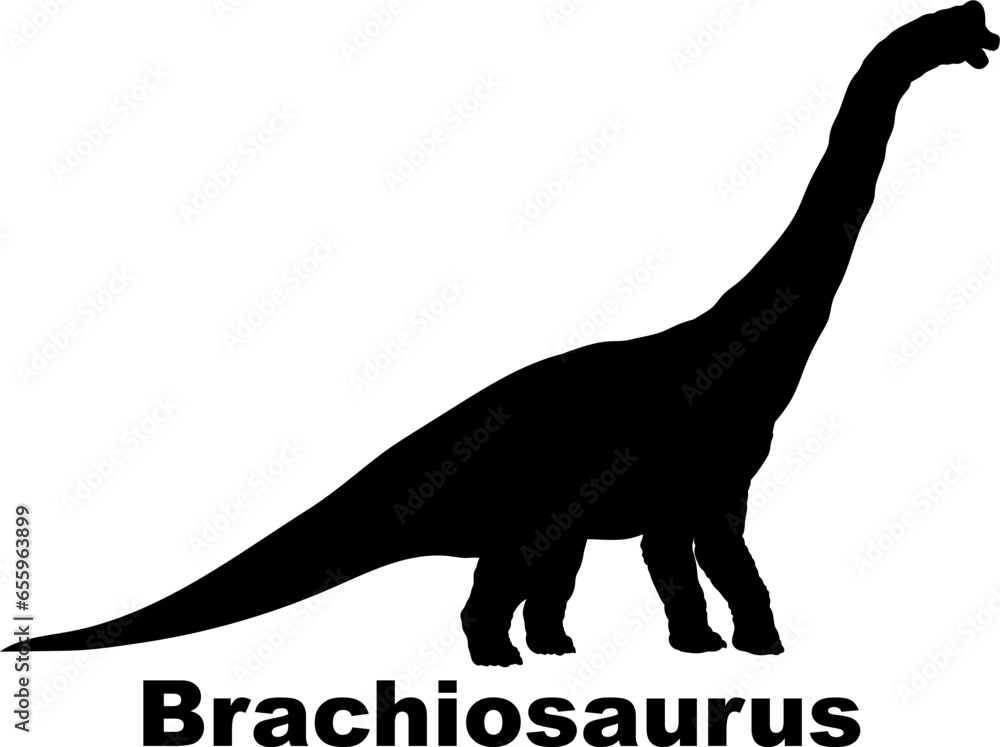 Brachiosaurus Dinosaur Silhouette. Dinosaur name breeds SVG Types of ...