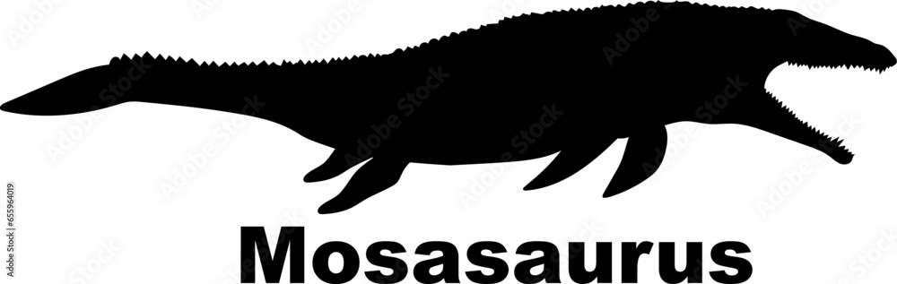 Mosasaurus Dinosaur Silhouette. Dinosaur name breeds SVG Types of ...