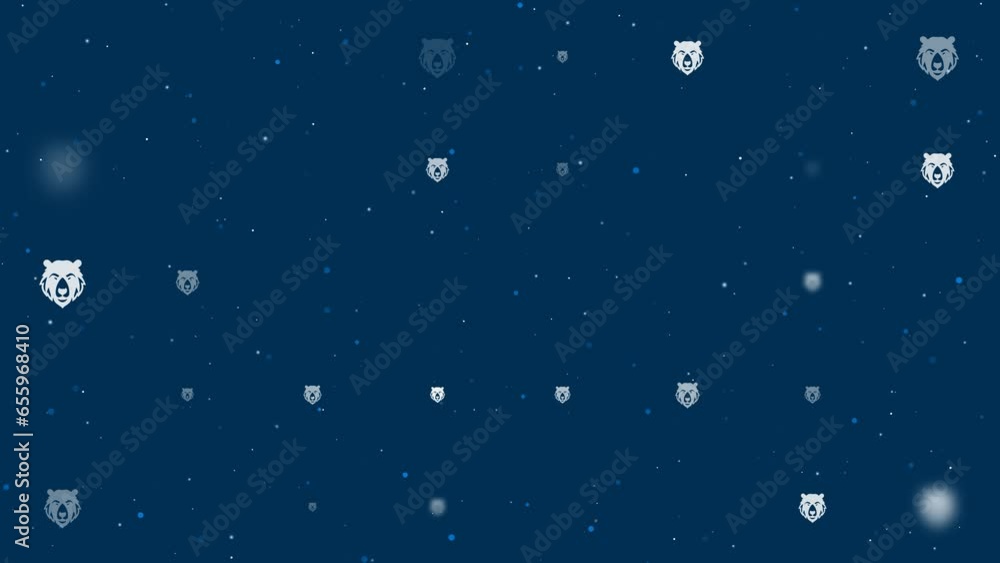 Template animation of evenly spaced bear head icons of different sizes ...