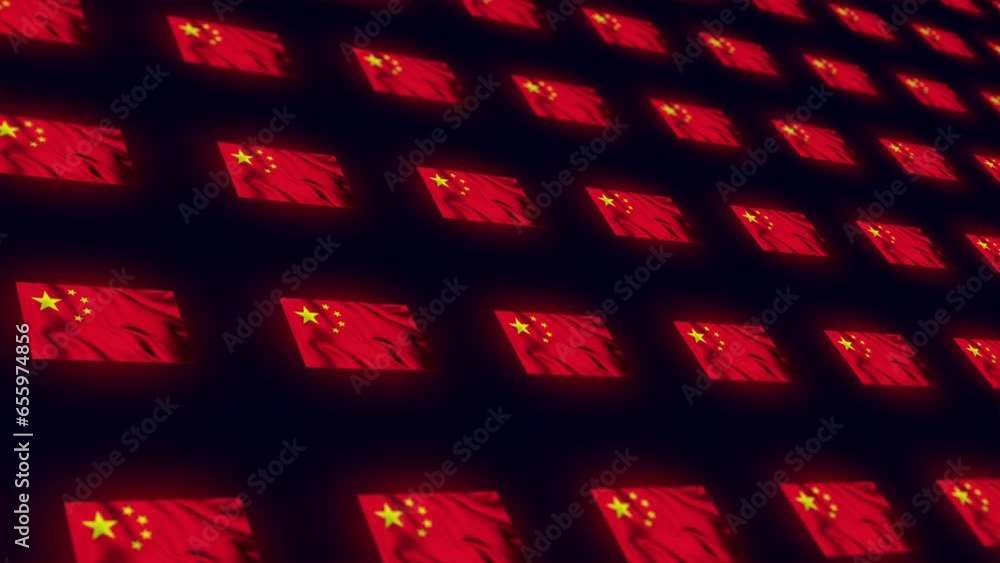 Flags of China waving.Seamless loop in full 4K resolution.Chinese flag ...