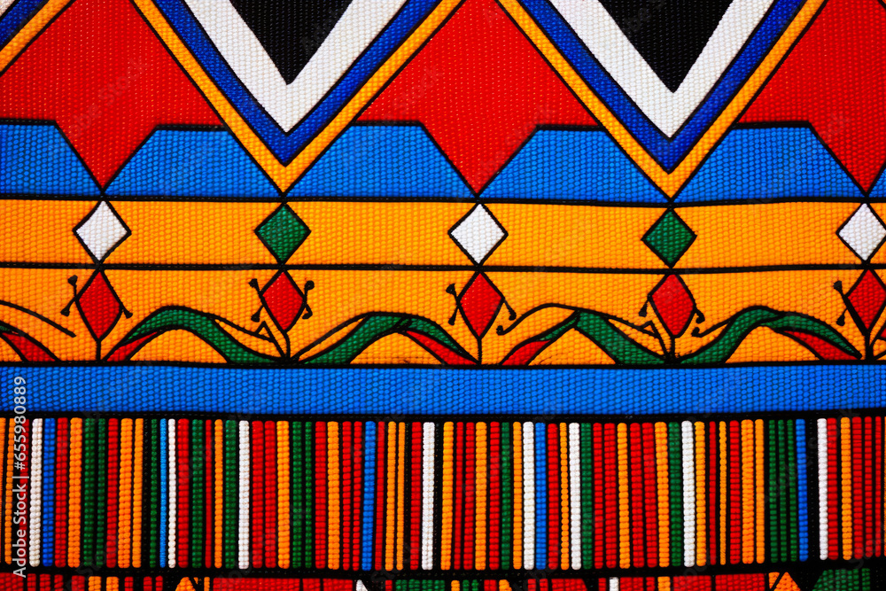 South African textile background with colorful traditional art patterns ...