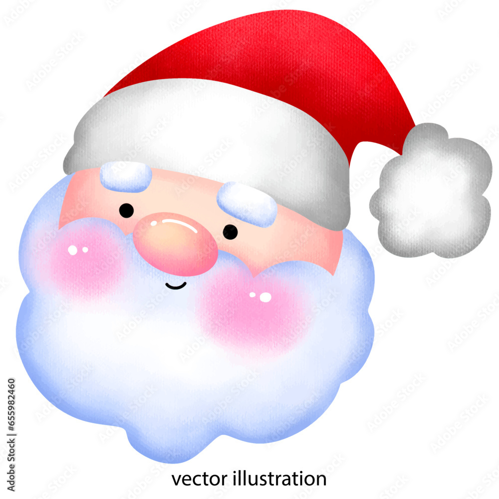 Cute face Santa Claus soft pastel color with isolate white background ...