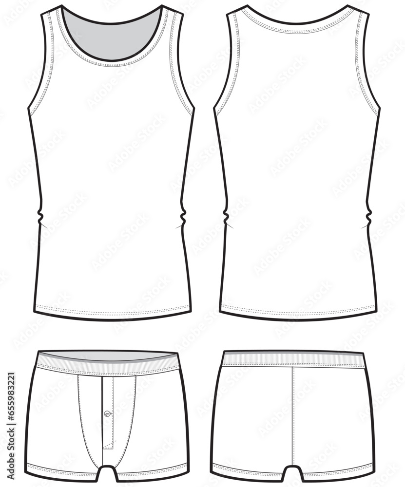 Men's Sleeveless tank top with underwear boxer brief design front and ...