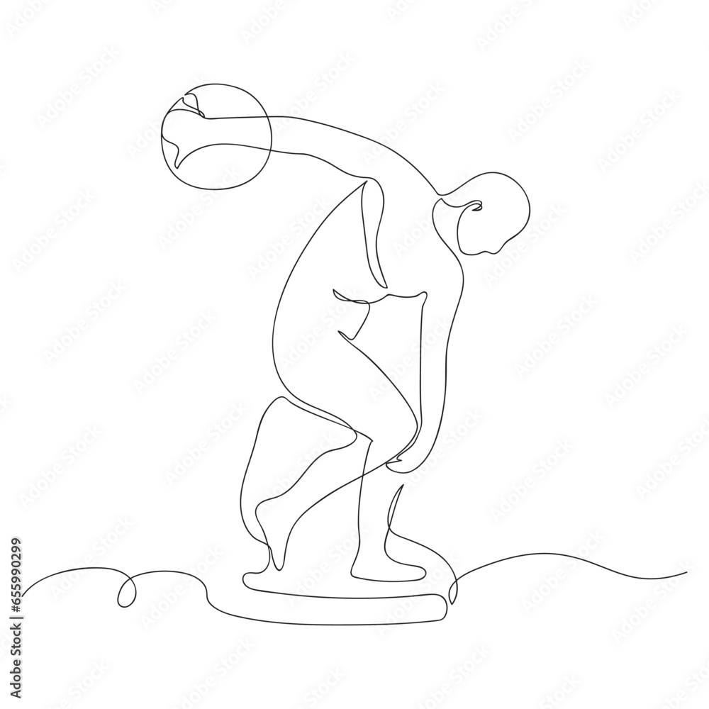 Vector illustration. Continuous one line drawing of Ancient Greek ...