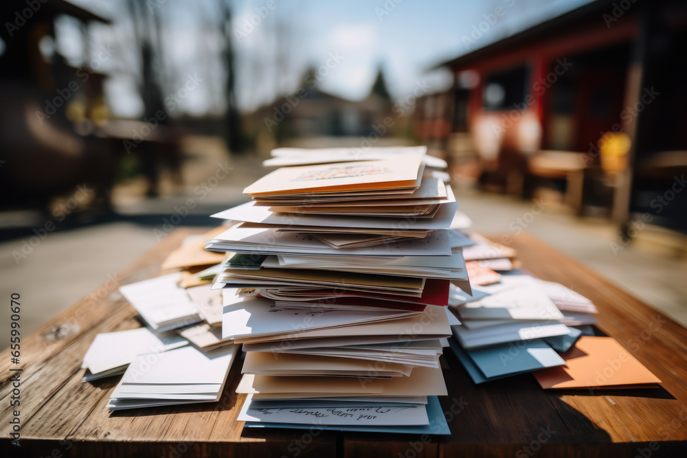 A close-up of hands holding a stack of handwritten letters, symbolizing ...