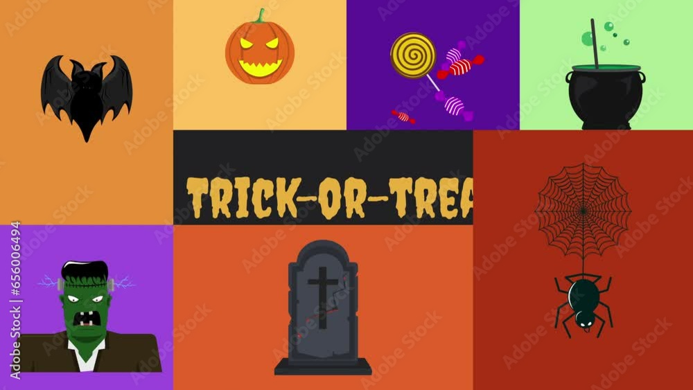 Halloween season banner design,4k video animation. Trick or treat, bat ...