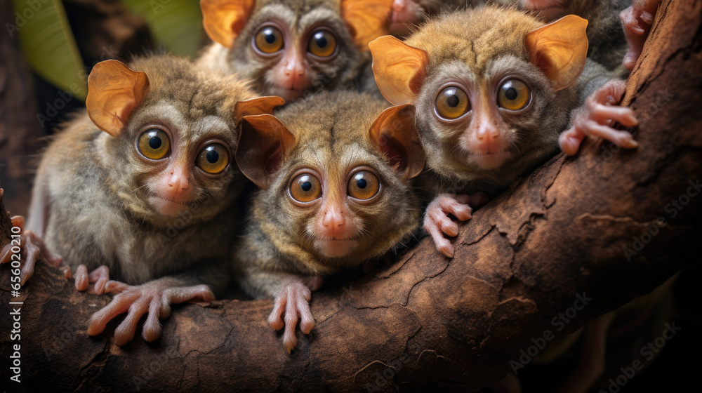 Group of Philippine tarsiers Carlito syrichta Stock Photo | Adobe Stock