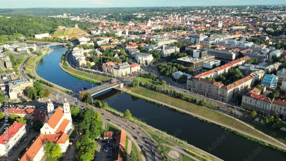 Vilnius City Old Town on a Warm and Beautiful Summer Day. Modern ...