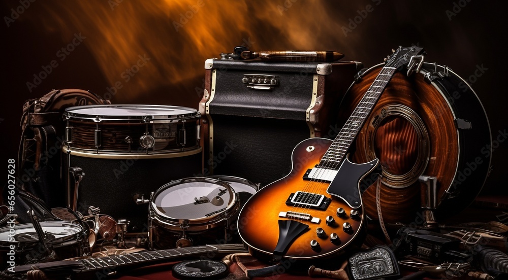 musical instruments background, musical instruments wallpaper, abstract ...