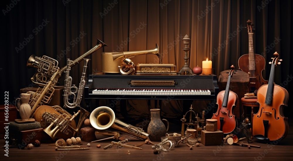 musical instruments background, musical instruments wallpaper, abstract ...