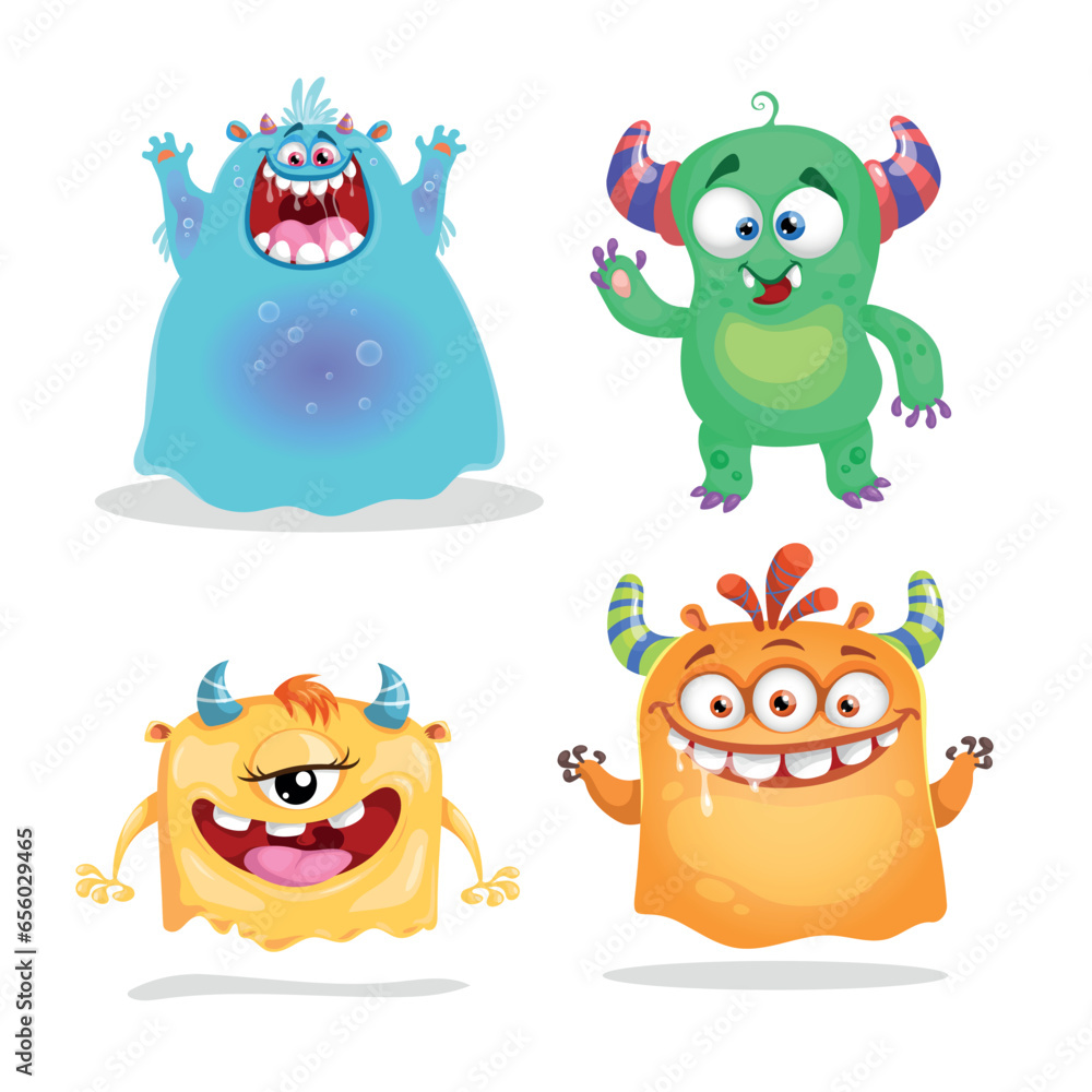 Cute Cartoon Monsters Set Goblins Trolls And Aliens Halloween And