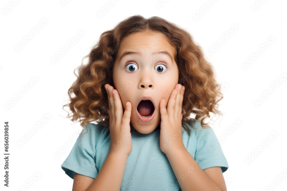 shocked kid girl surprised and scared, png file of isolated cutout ...