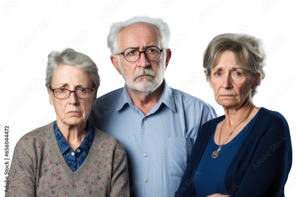 group of sad upset strict disappointed old people pensioners, png file ...