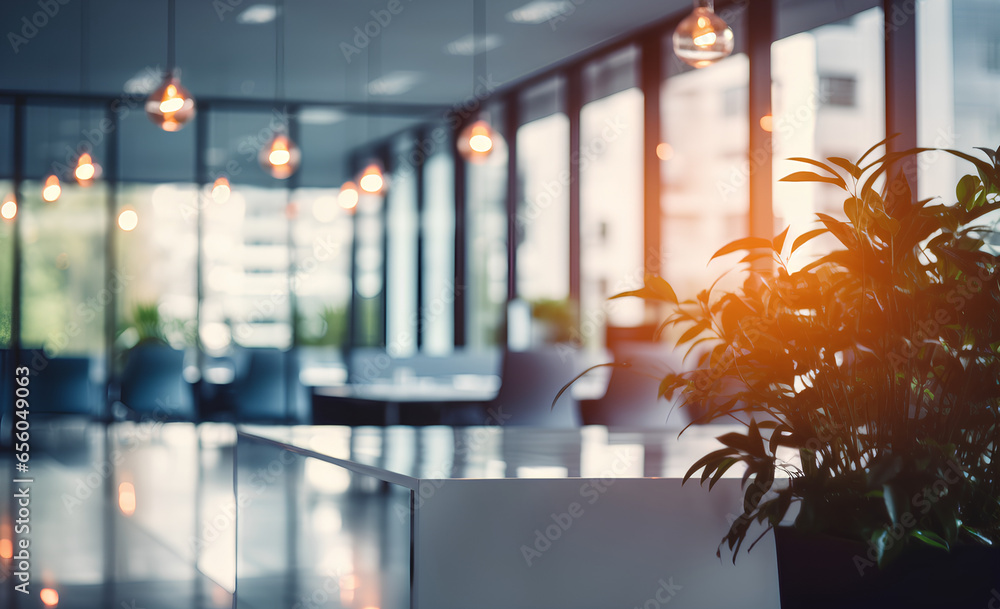 Beautiful blurred background of a light modern office interior with ...