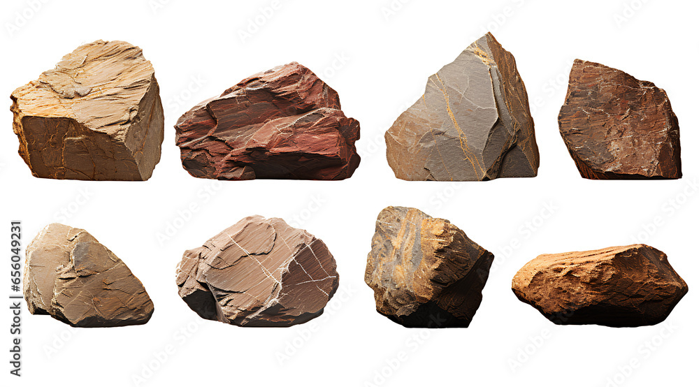 Collection of big rock stones isolated on transparent background ...