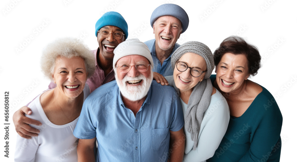 diversified group of happy old people, png file of isolated cutout ...