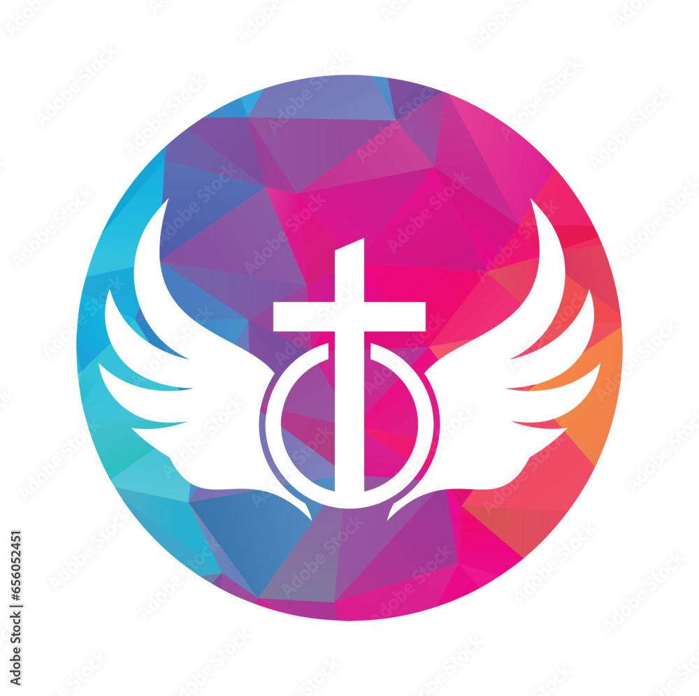 Church logo. Bible, Jesus' cross and angel wings. Wings church logo ...