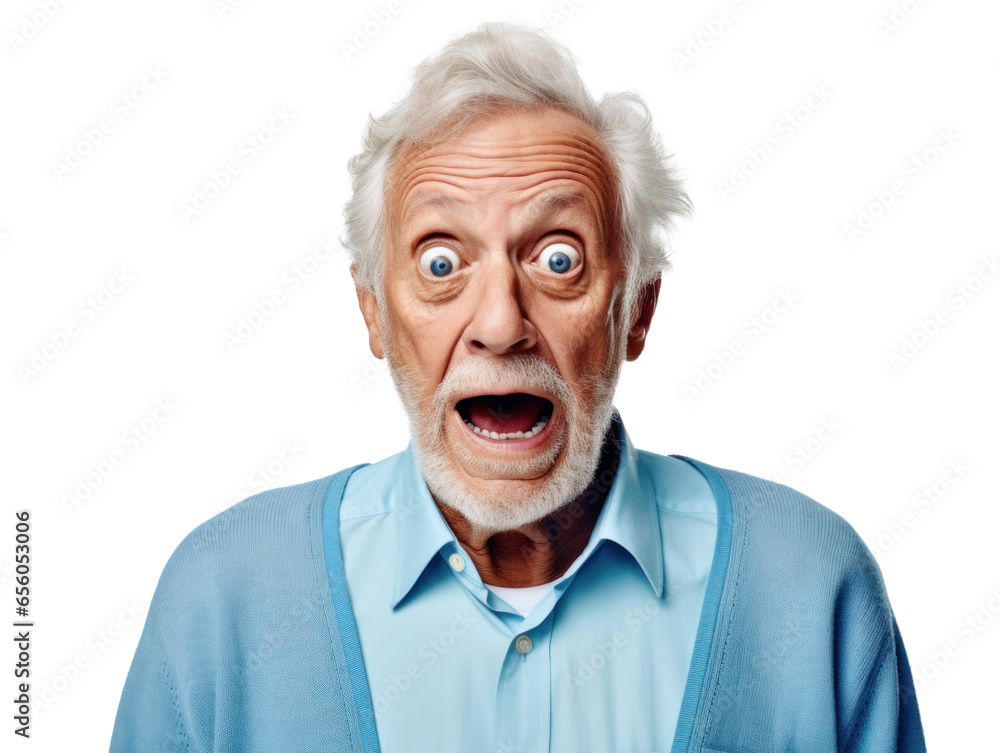 scared confused old man, png file of isolated cutout object on ...