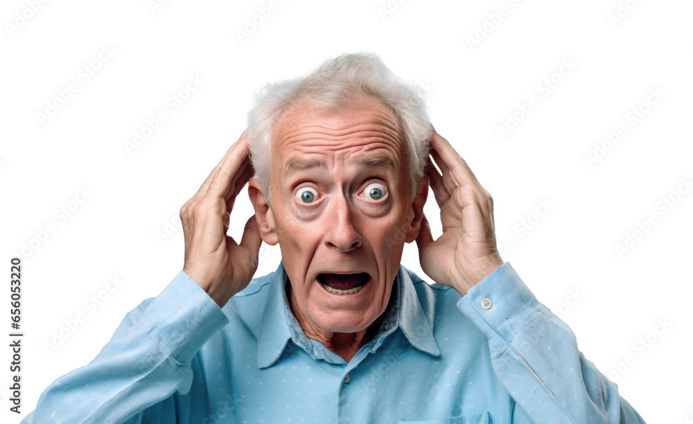 scared confused old man, png file of isolated cutout object on ...