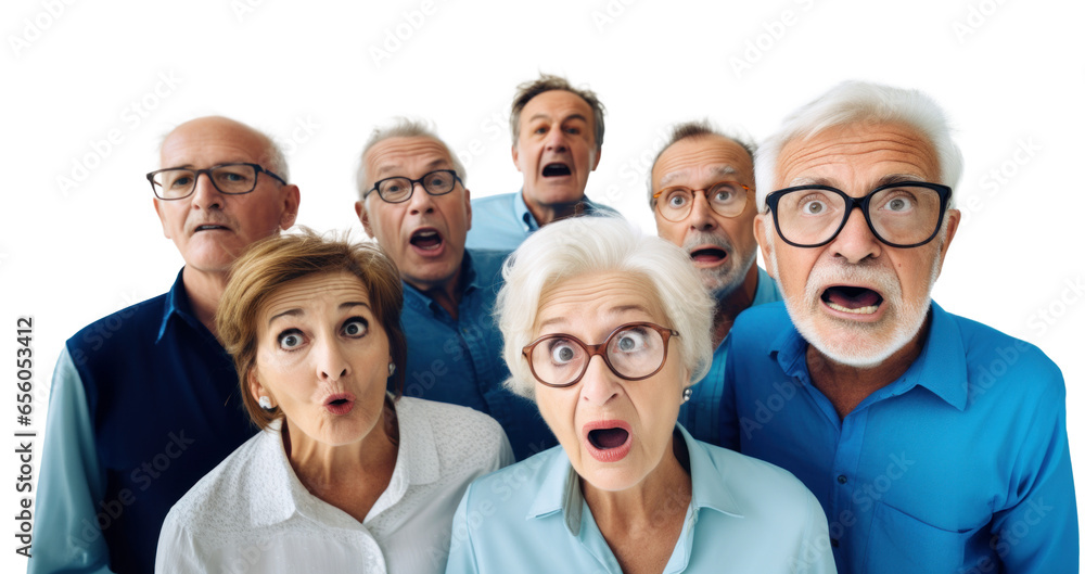 group of scared surprised old people, png file of isolated cutout ...