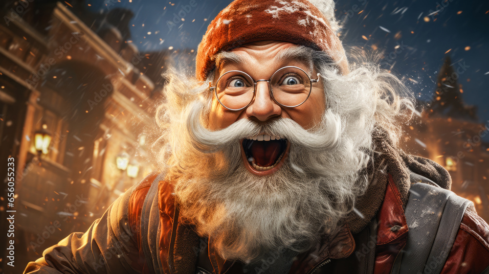 Santa Claus Happy Smiling Face Merry Christmas Party Greeting Card ...