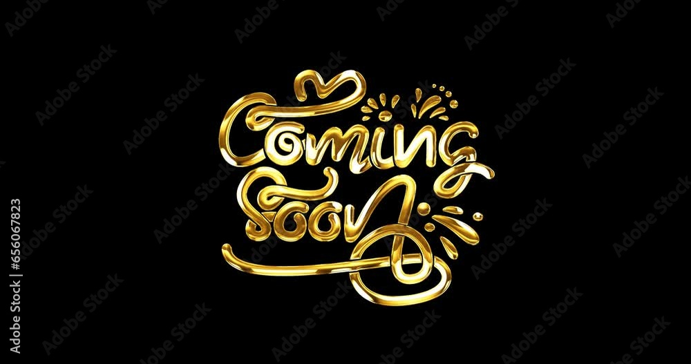 Coming soon lettering text animation. Handwritten calligraphic with ...