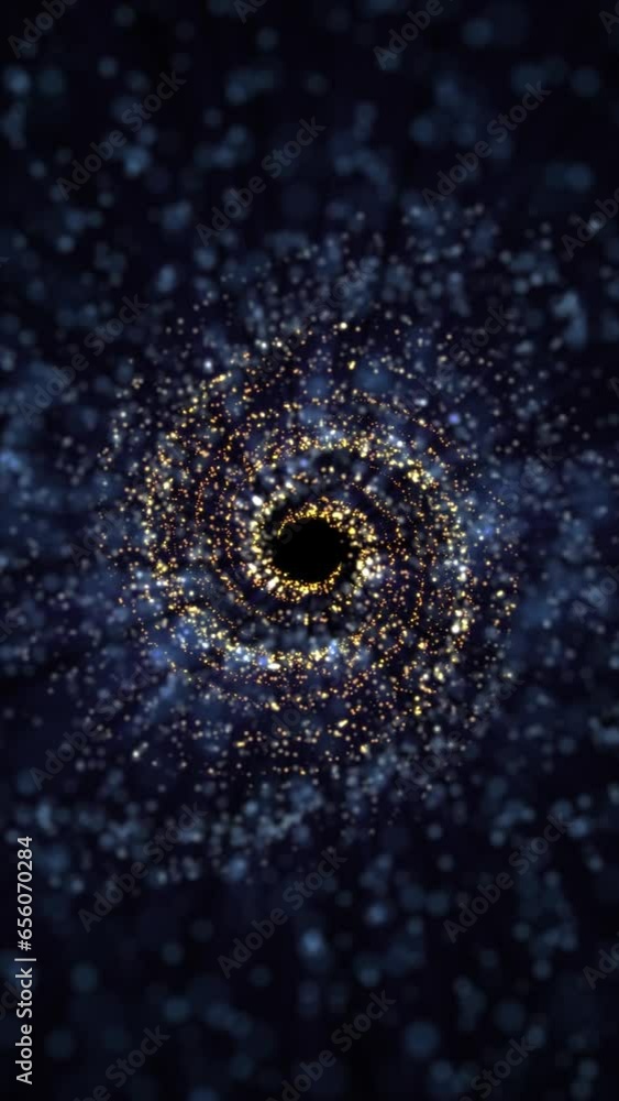 Vertical video - outer Space sci-fi background. Blue and gold spiral ...