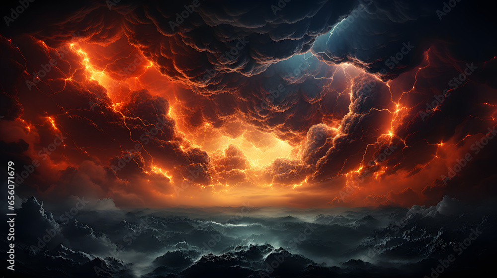 Storm warning - Weather background banner - Amazing lightning storm in ...