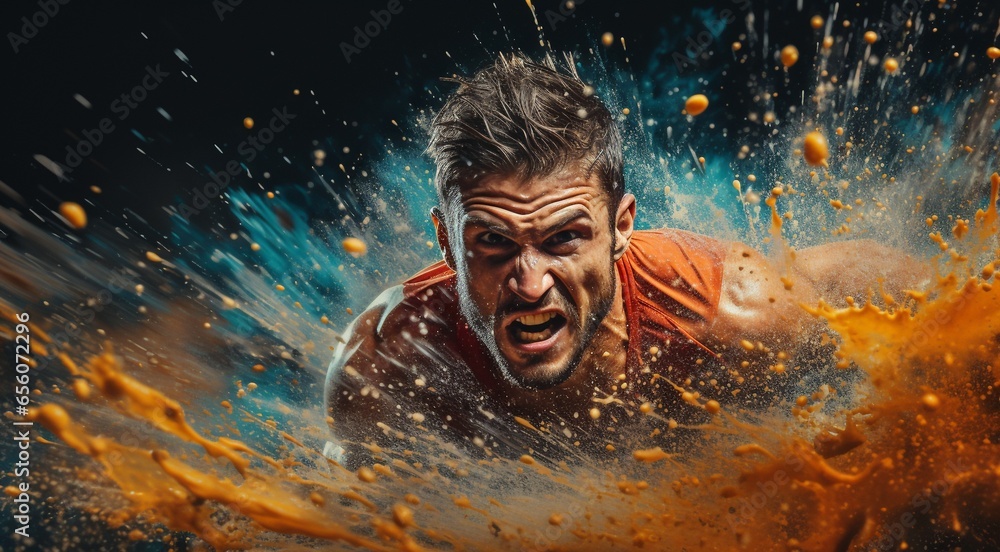 sportsman portrait, face of sportsman, close-up of sportsman on sport ...