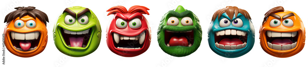 Emoji evil face set. Emojis bad, monster, demon and scary icon ...