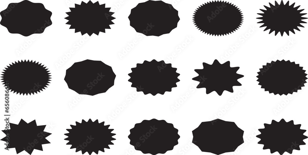 Star shape, starburst sticker burst, oval badge price, sale label ...
