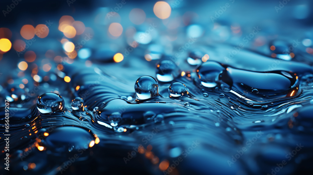 Dynamic deep blue background enhanced by sparkling water droplets and gradients. Stock ...