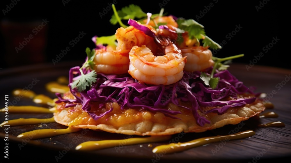 This visually stunning food shot captures the essence of a shrimp ...