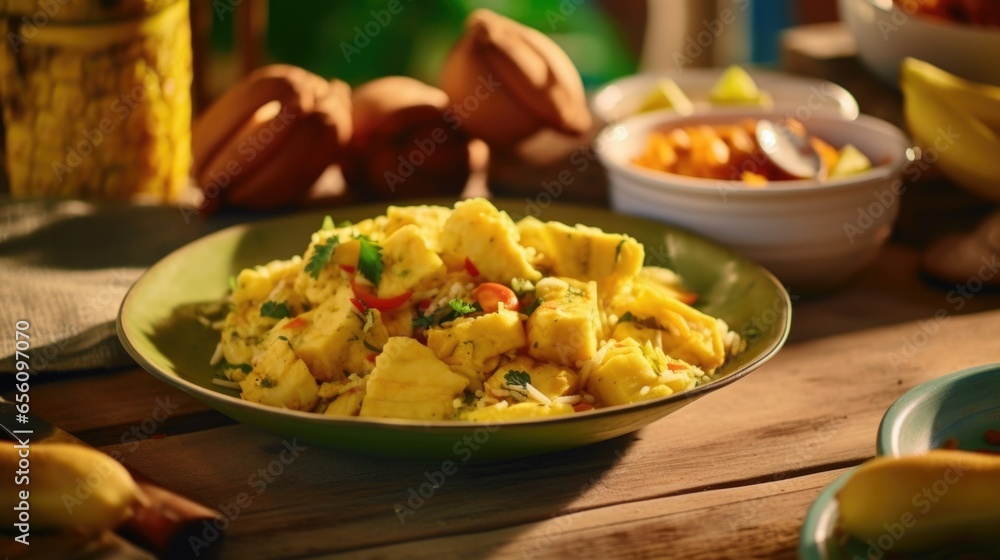 A traditional Jamaican breakfast dish called ackee and saltfish ...
