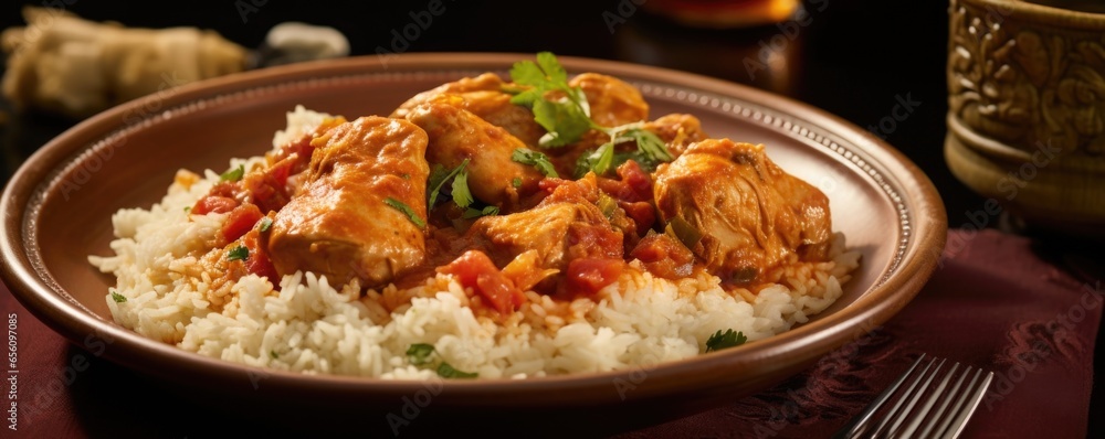 This closeup shot captures the delicate and tender morsels of doro wat ...