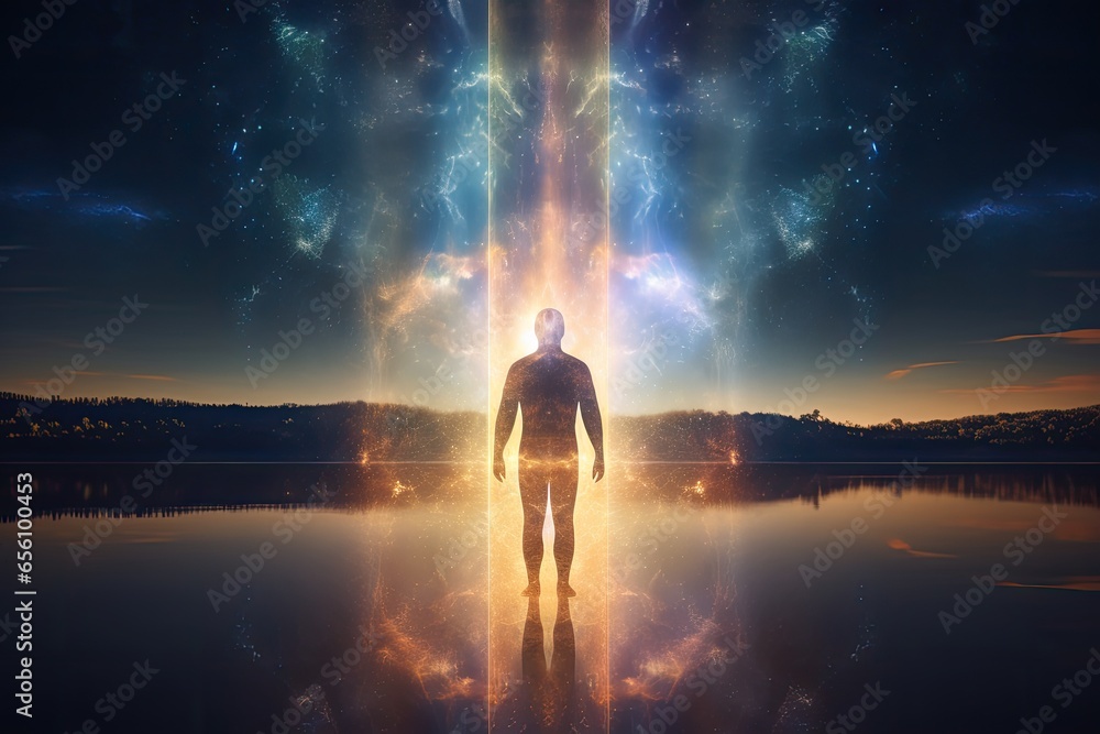 Silhouette of human astral body concept image for near death experience ...