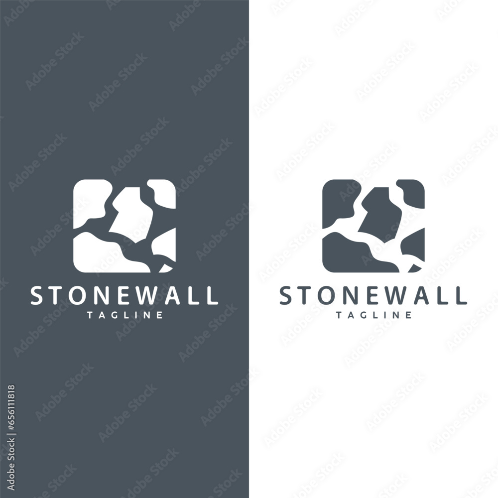 Simple Stone Wall Logo Design Template Symbol Illustration Stock Vector ...