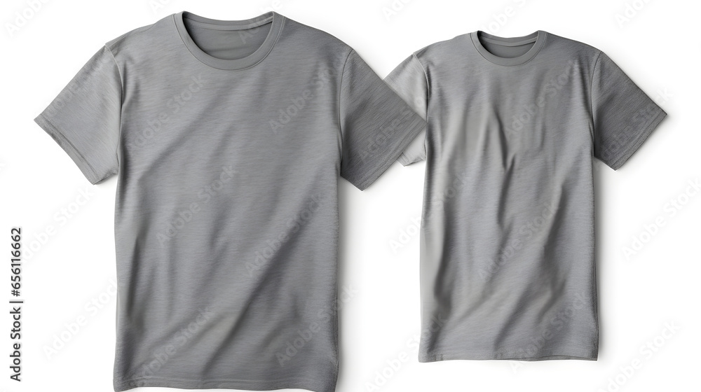 Grey t-shirt mockup on white background with copyspace, Flat lay, top ...