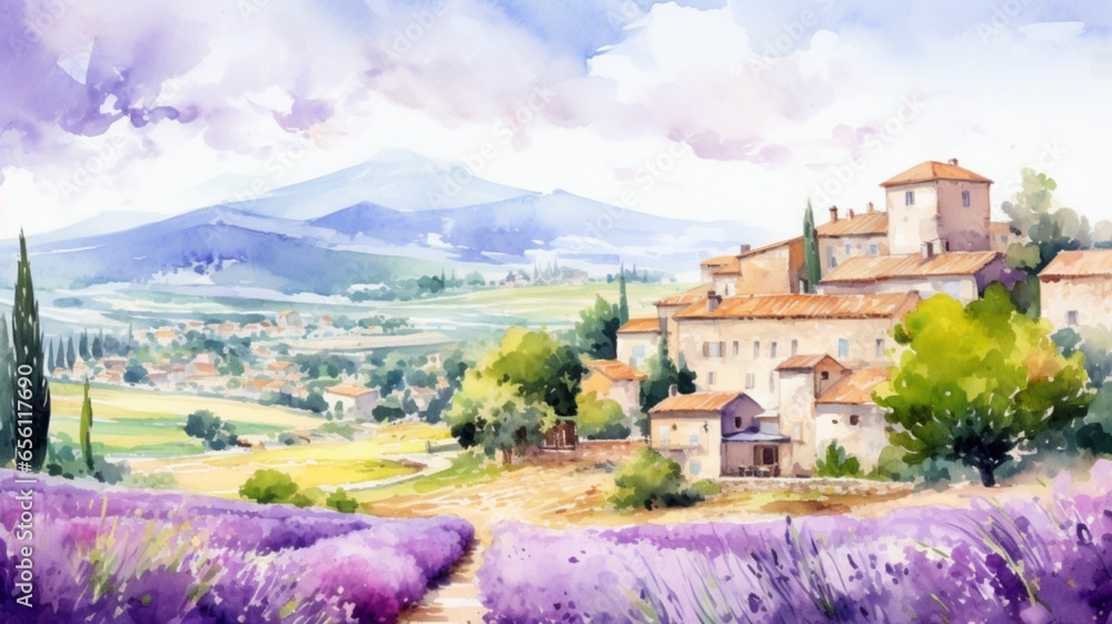 Provence watercolor background, card background frame, Watercolor ...