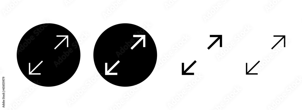 Fullscreen Icon set illustration. Expand to full screen sign and symbol ...