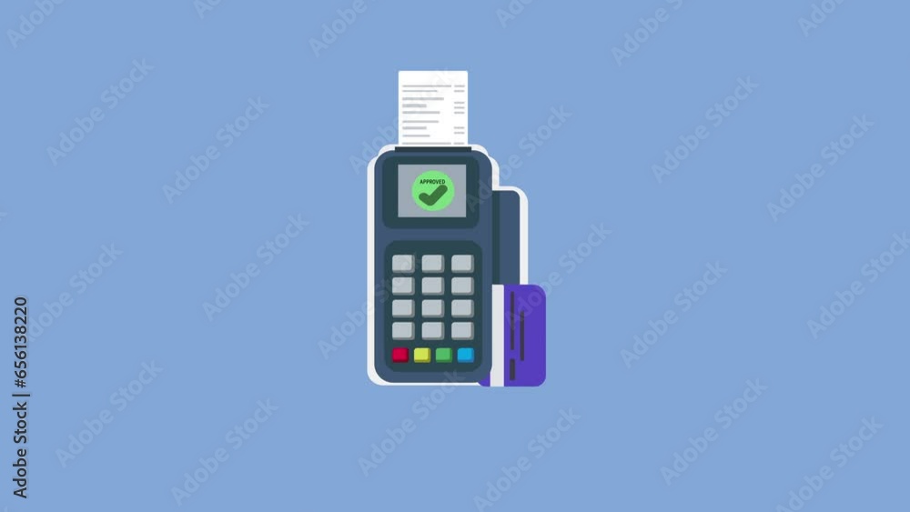 Cartoon of credit card paying by credit card swiping with credit card ...