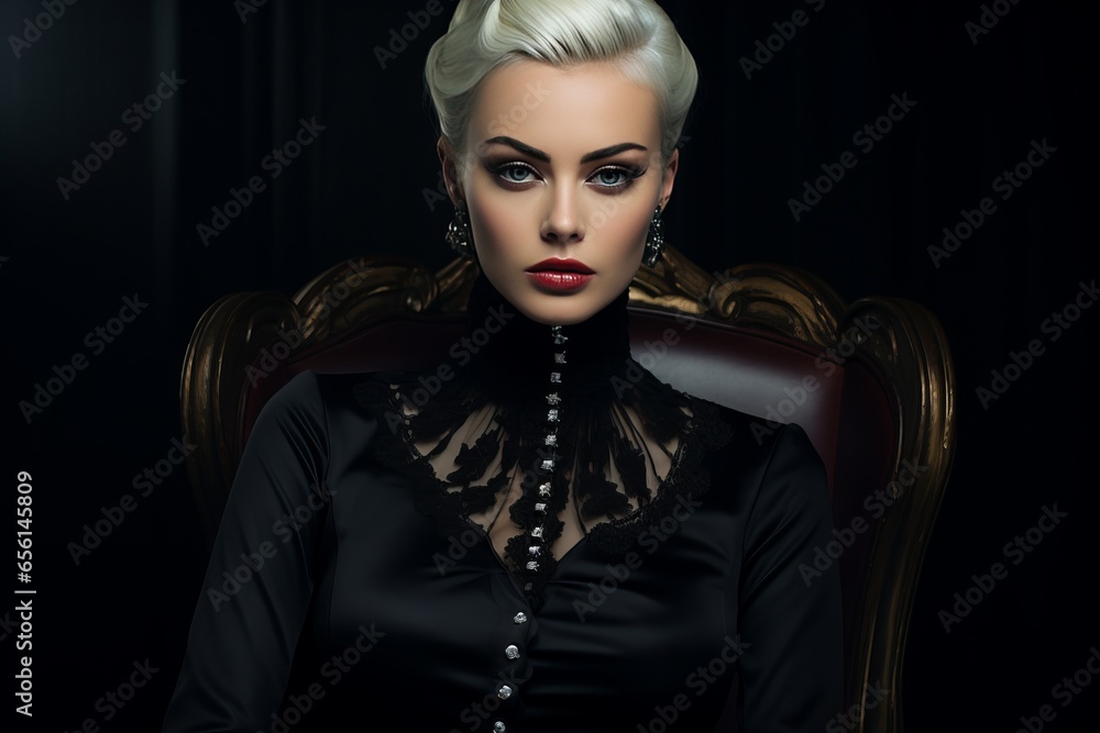 Baroness with a stern look sits on a throne Generative AI Stock Photo ...