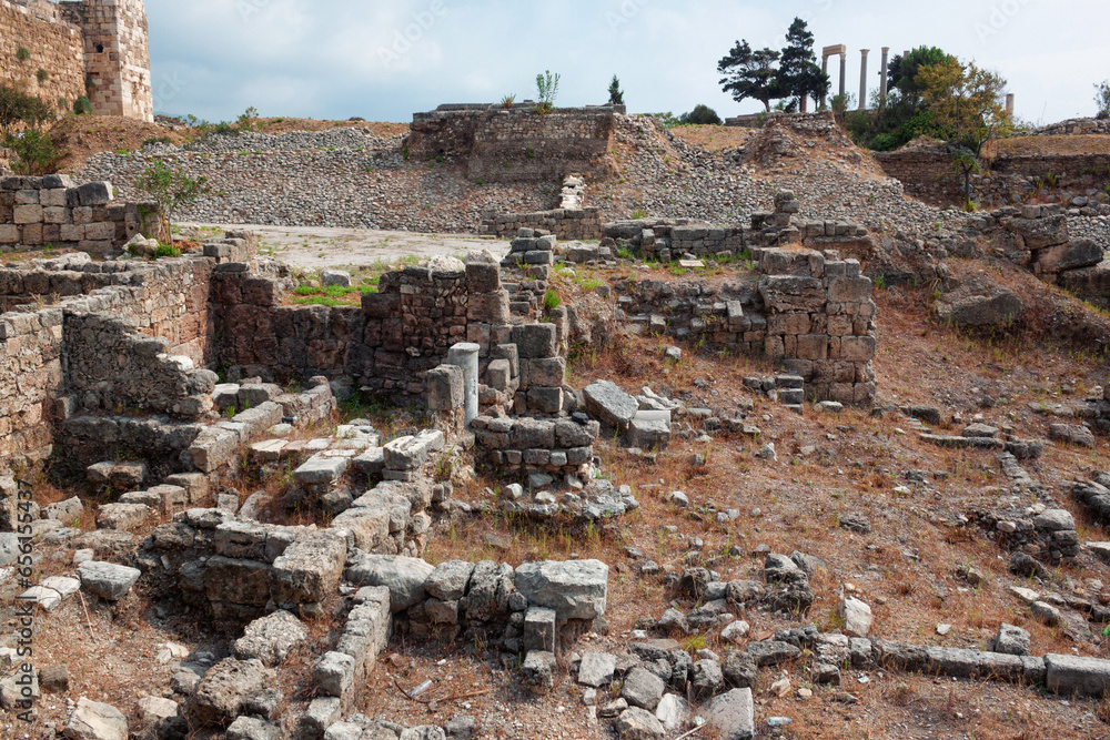 View of the ruins of the historic city of Byblos. It is have been ...