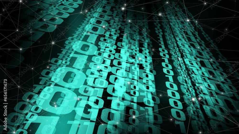 The background of binary code creates a visually captivating backdrop ...