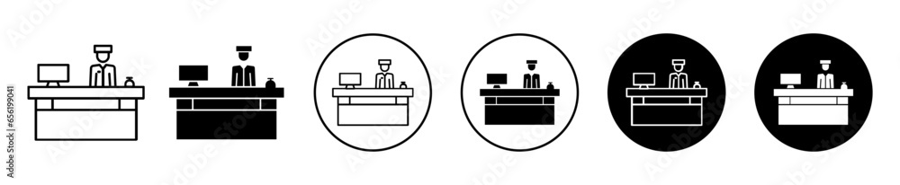 reception in the hotel icon. Hotel accommodation and management service ...