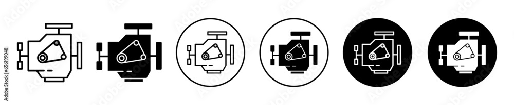 Car engine icon. Mechanical automobile car engine part symbol set ...
