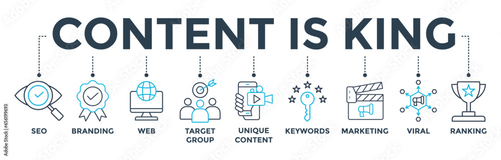 Content is king banner web icon vector illustration concept with icon ...