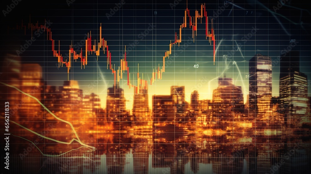 A Real photos of stock market charts Financial graphs on abstract ...