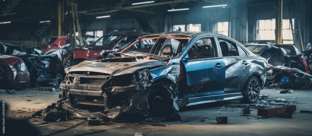 Damaged car from accident restored at garage Insurance auction for ...